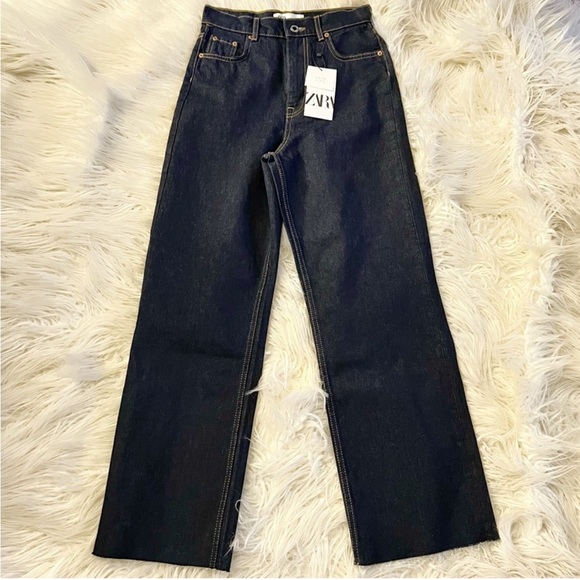 Zara | Jeans | Zara High Rise Straight Leg Dark Wash Jeans | Poshmark